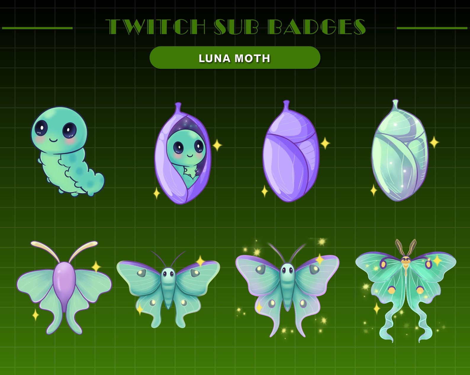 8xluna Moth Sub Badges| Twitch Sub Badges | Twitch Badges | Twitch Bit ...