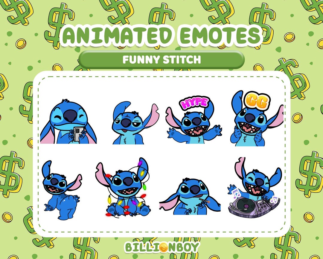 Animated Stitch Emotes for Twitch, Youtube, Discord, Kick | Funnny ...