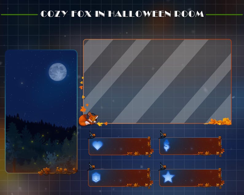 Animated Cozy Fox - Halloween Room Stream Overlay Package, Lo-fi Desk ...
