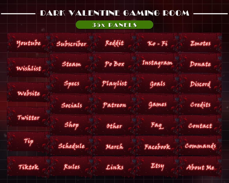 Animated Dark Valentine Gaming Room Stream Package | Gothic Twitch ...