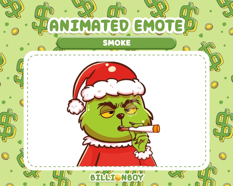 Animated Emote Twitch: Grinch Smoke - Smoking Emoji for Christmas ...