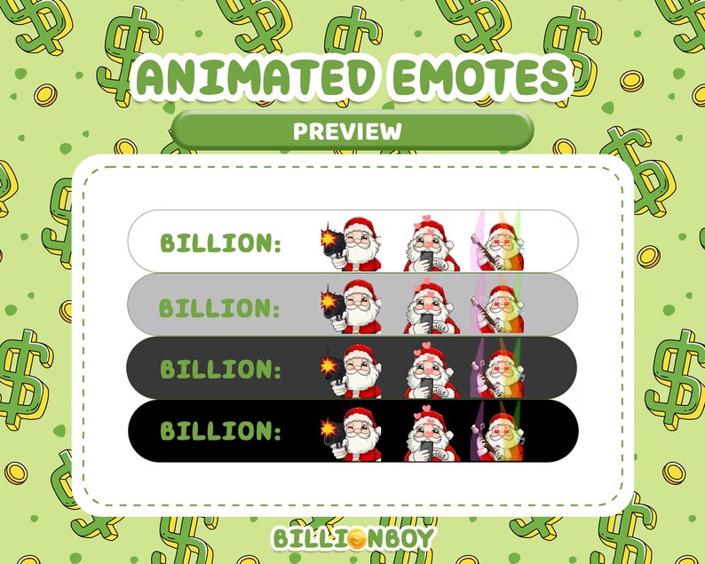 Animated Santa Claus Emotes for Twitch, Youtube, Discord, Kick | Xmas ...