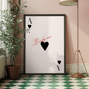 Ace of Hearts Poster - Lucky Me Printable Wall Art, Minimalist Playing ...