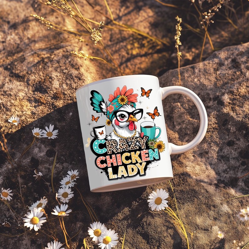 Crazy Chicken Lady PNG: Funny Farm Sublimation Clipart (digital ...