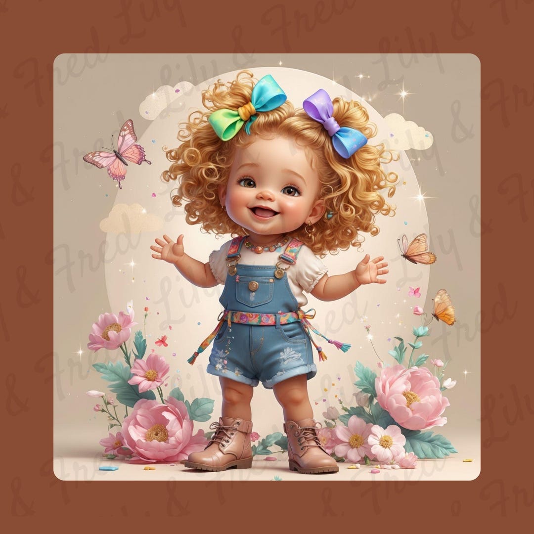 Blonde Curly Hair Toddler Clipart: Kids Room Decor (digital Download ...