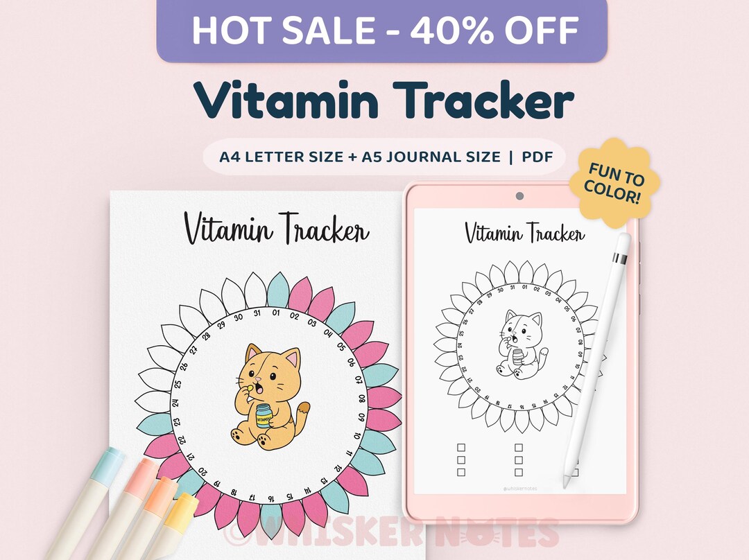 Vitamin Tracker - Vitamin Log - PRINTABLE Journal Page - Medication ...