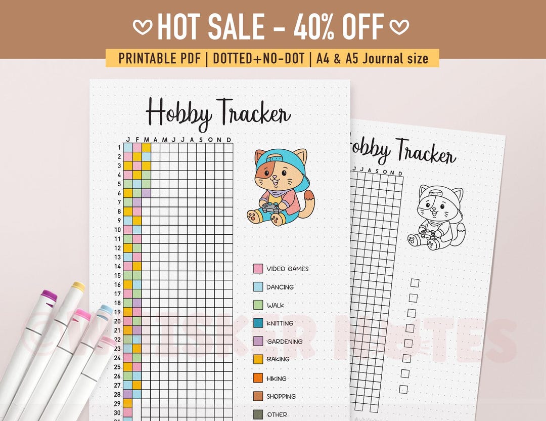 Hobby Tracker - Hobby Journal - PRINTABLE Journal Page - Habit Tracker ...