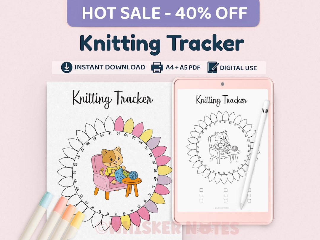 Knitting Tracker Printable PDF – Monthly Project Log PDF – Digital ...
