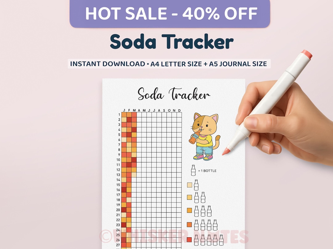 Soda Pop Tracker - Coloring PRINTABLE Journal Page - Health Tracker ...