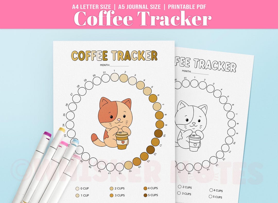 Coffee Tracker, Caffeine Tracker, PRINTABLE Journal Page - Planner ...