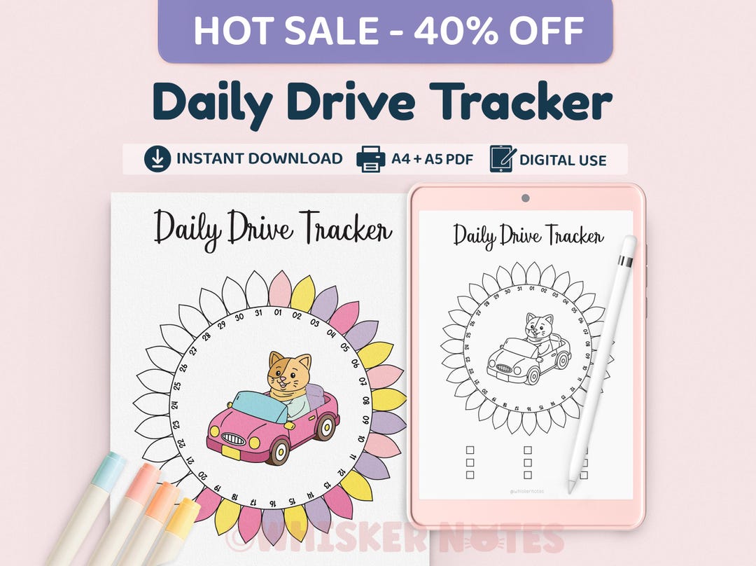 Daily Drive Tracker Printable – Log Your Driving Time or Mileage ...