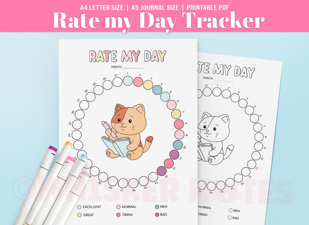 Rate My Day - Monthly Tracker - PRINTABLE Journal Page - Printable ...