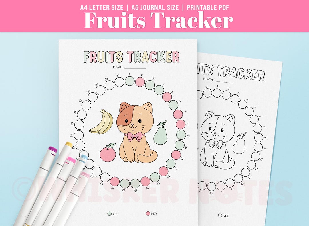 Fruit Tracker - Printable Journal Page, Fruit Habit Tracker, Printable ...