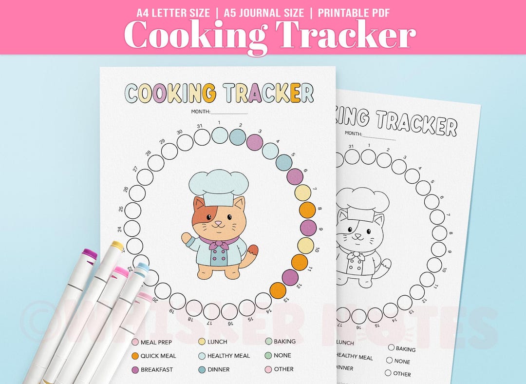 Cooking Tracker - Food Tracker - PRINTABLE Journal Page - Planner Page ...