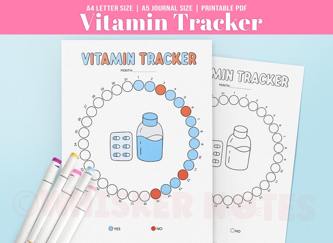 Vitamin Tracker - Vitamin Log - PRINTABLE Journal Page - Medication ...