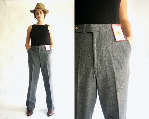 HIGH WAISTED Womens WOOL Pants . 70s High Waist Trousers with | Etsy