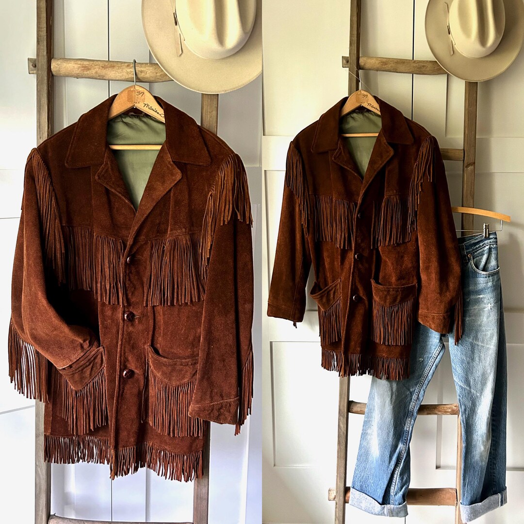 SUEDE FRINGE Jacket . Vintage 70s Western Fringe JACKET . Western Suede ...