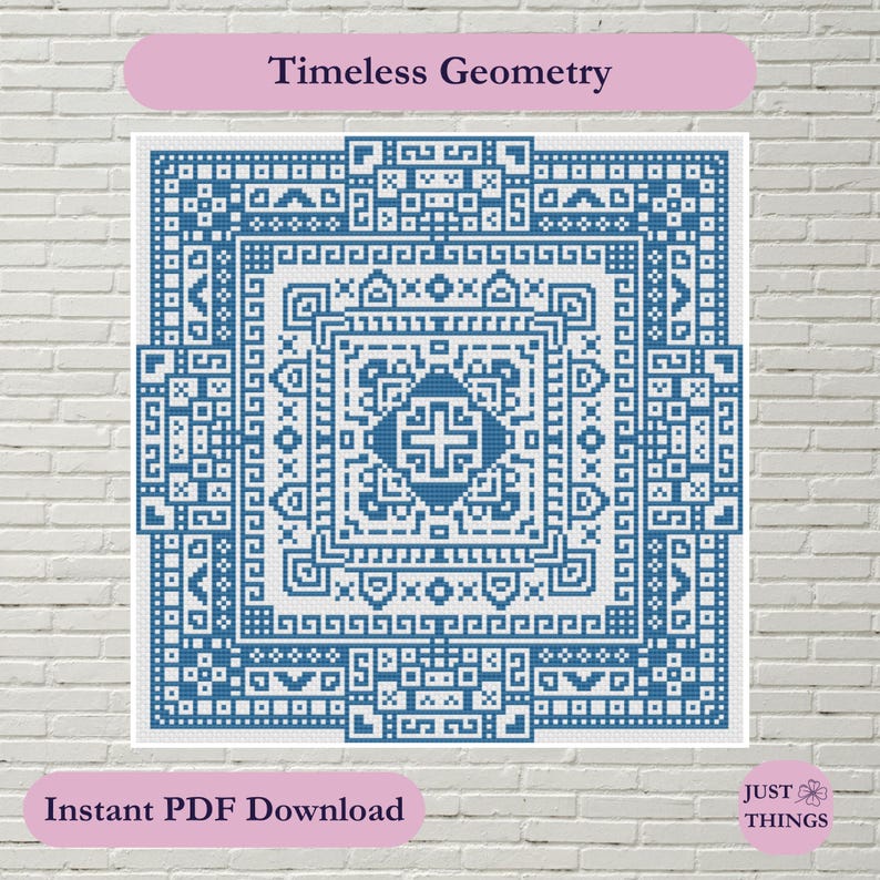Geometry Cross Stitch Pattern PDF: Floral Greek Sampler (digital ...