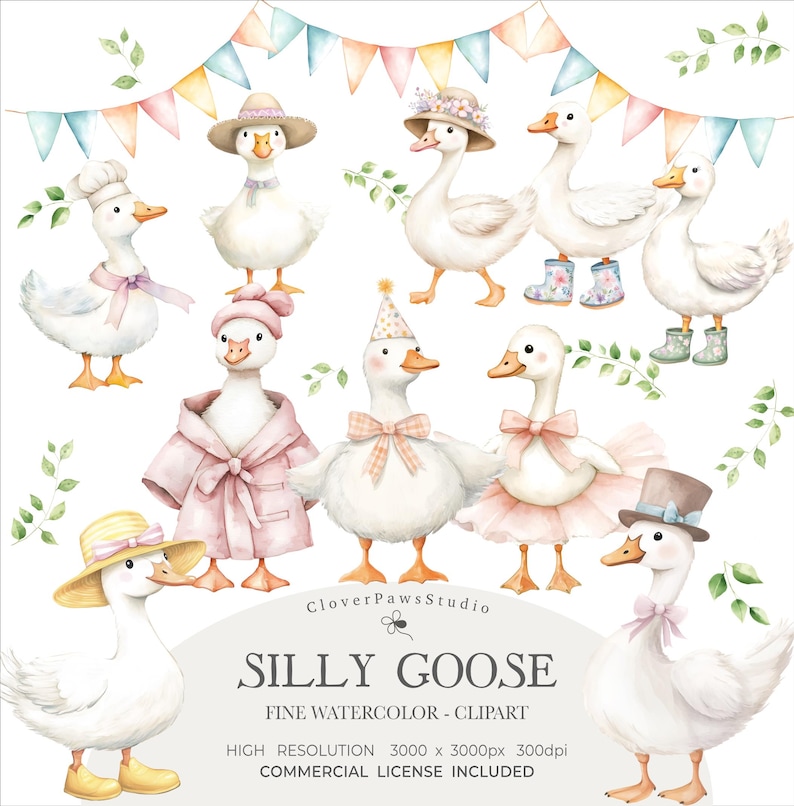 Silly Goose Clipart Vintage Spring Cottagecore Cute Whimsical ...