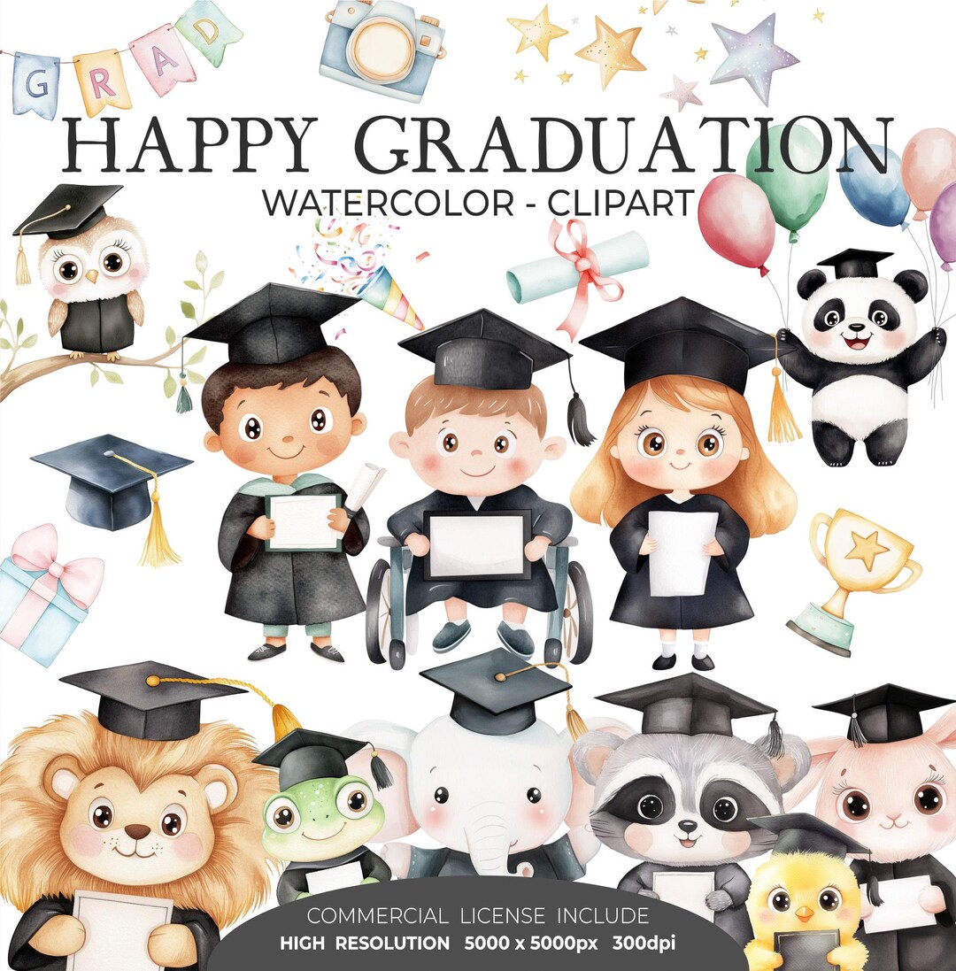 Watercolor Graduation Png, Graduation Cap, Graduation Clipart ...