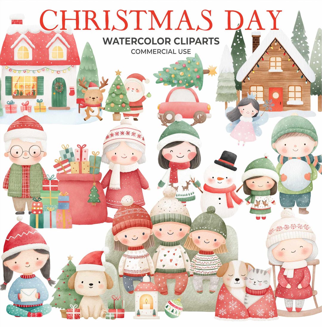Cute Christmas Day Clipart - Cute Santa Claus - Sweet Christmas Family ...
