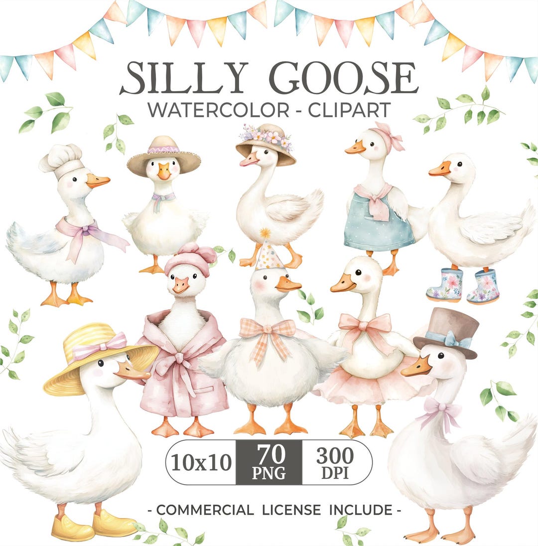 Silly Goose Clipart Vintage Spring Cottagecore Cute Whimsical ...