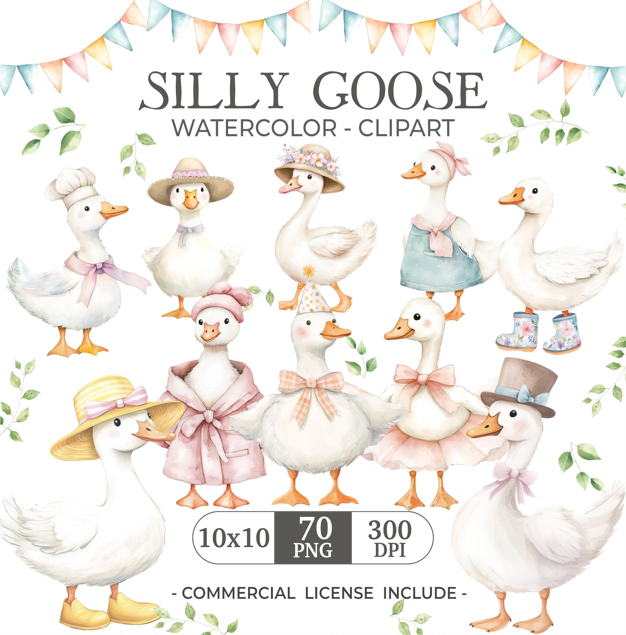 Silly Goose Clipart Vintage Spring Cottagecore Cute Whimsical ...