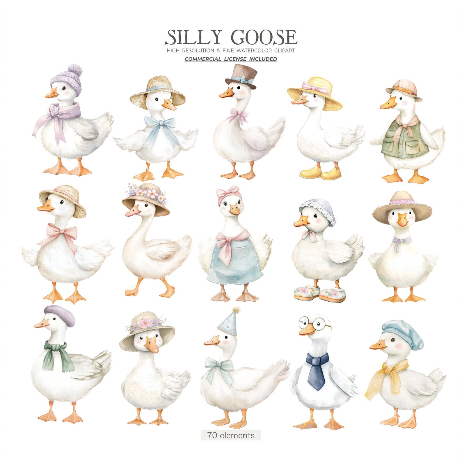 Silly Goose Clipart Vintage Spring Cottagecore Cute Whimsical ...