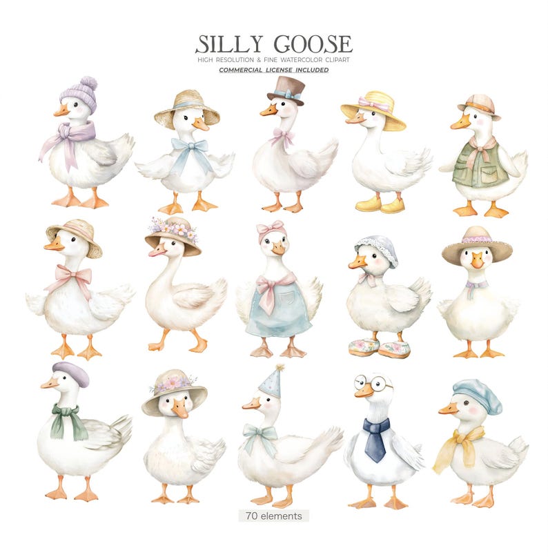 Silly Goose Clipart Vintage Spring Cottagecore Cute Whimsical ...