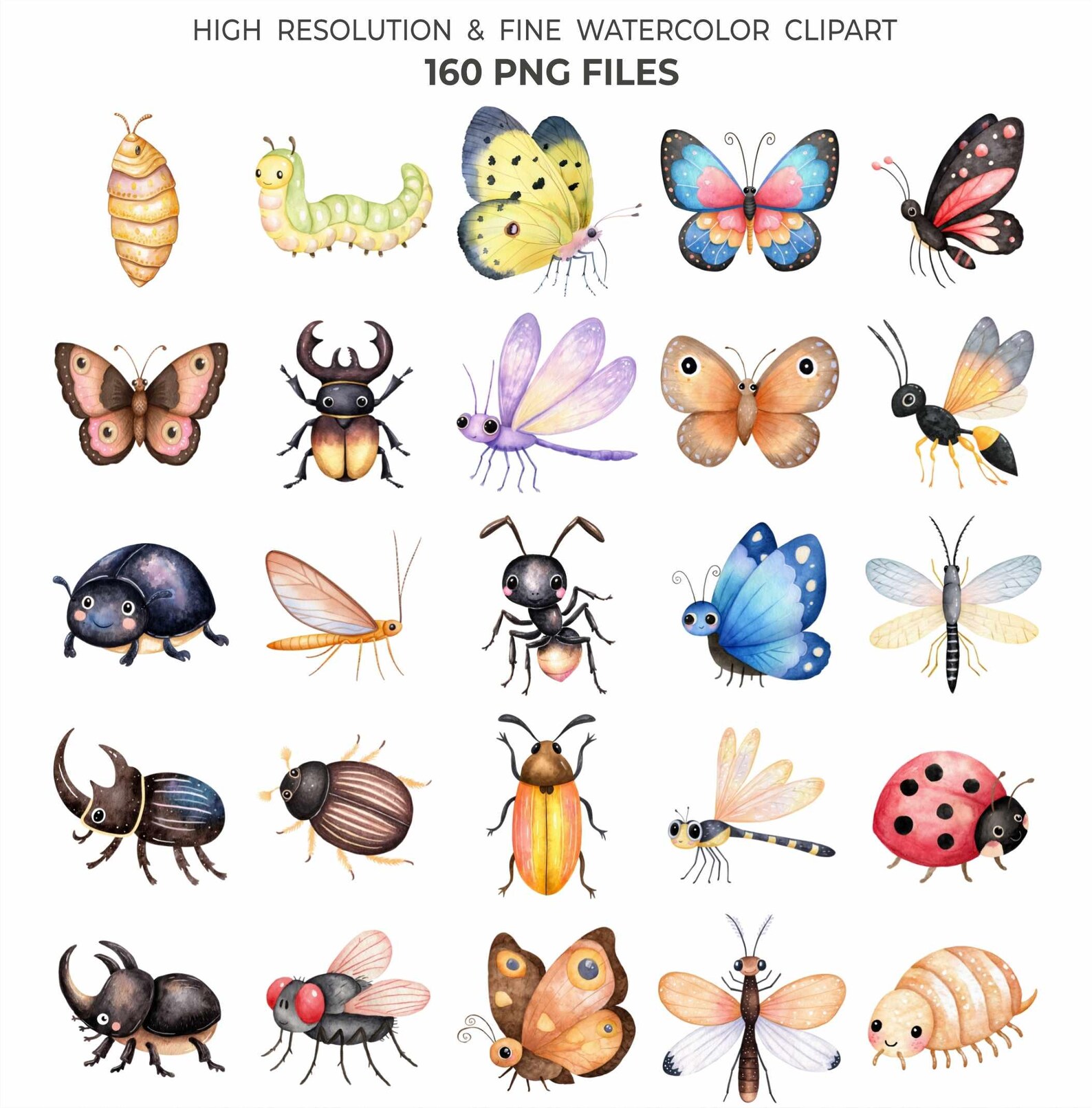 Cute Little Love Bugs Clipart, Insects Clipart, Spring Clip Art Bundle ...