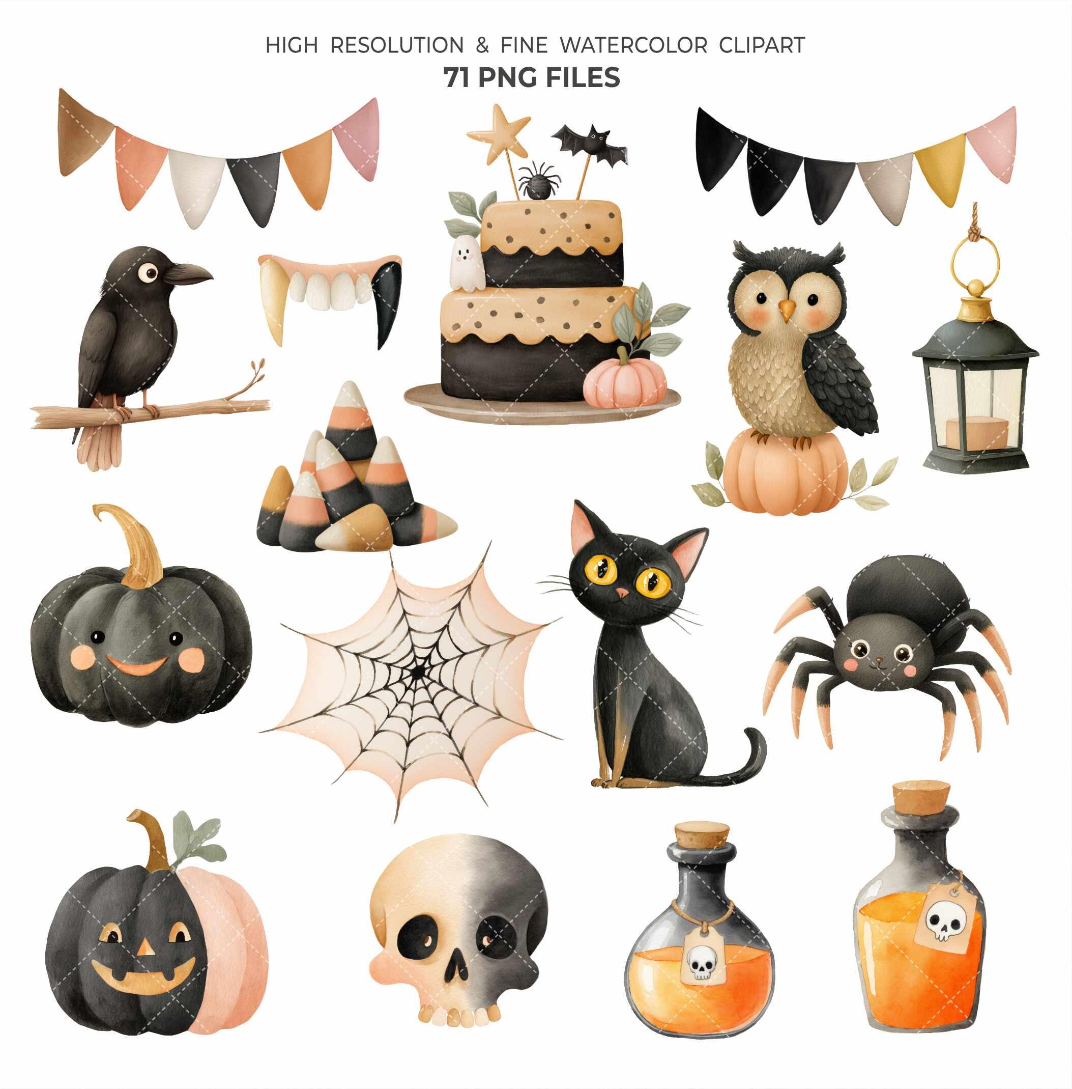 Watercolor Halloween Goose Clipart Set, Cute Spooky Geese PNG ...