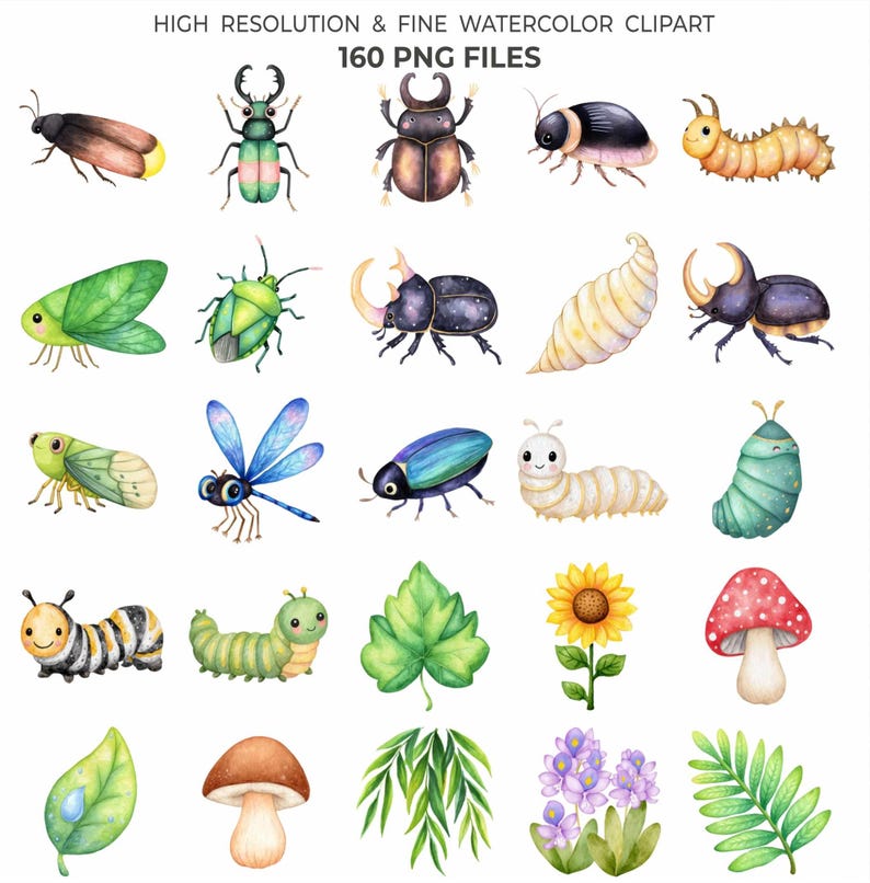 Cute Little Love Bugs Clipart, Insects Clipart, Spring Clip Art Bundle ...