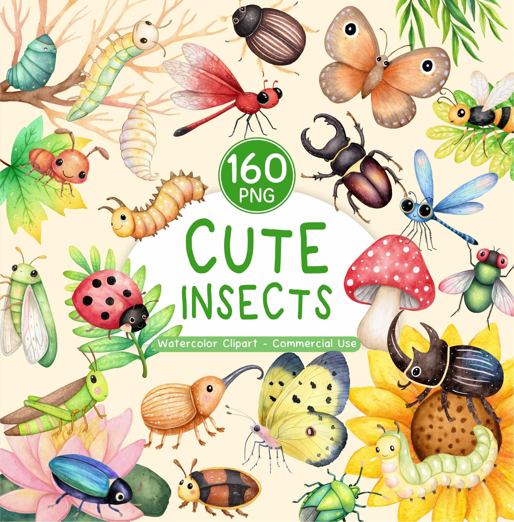 Cute Little Love Bugs Clipart, Insects Clipart, Spring Clip Art Bundle ...