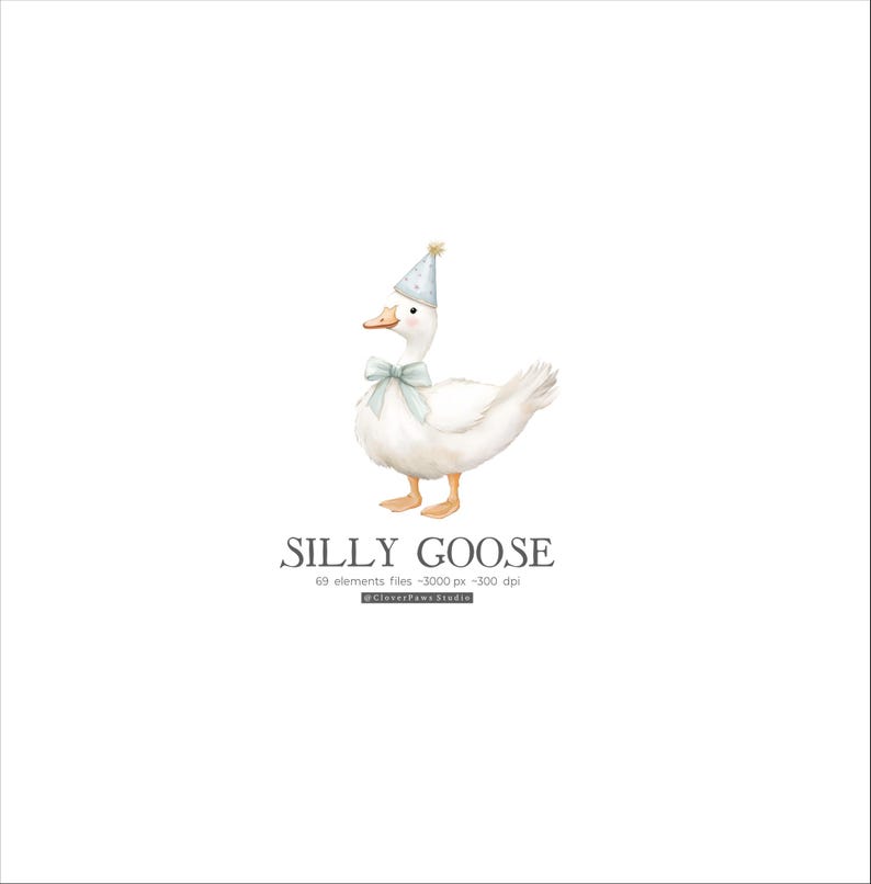 Silly Goose Clipart Vintage Spring Cottagecore Cute Whimsical ...