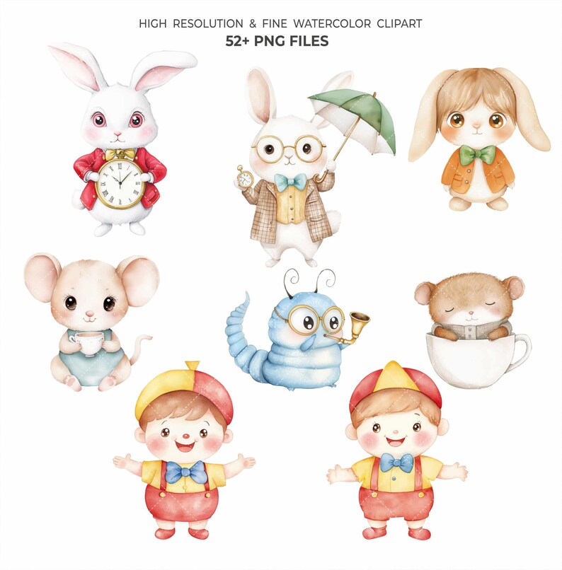 Alice in Wonderland Clipart Whimsical Watercolor Tea Party Vintage ...