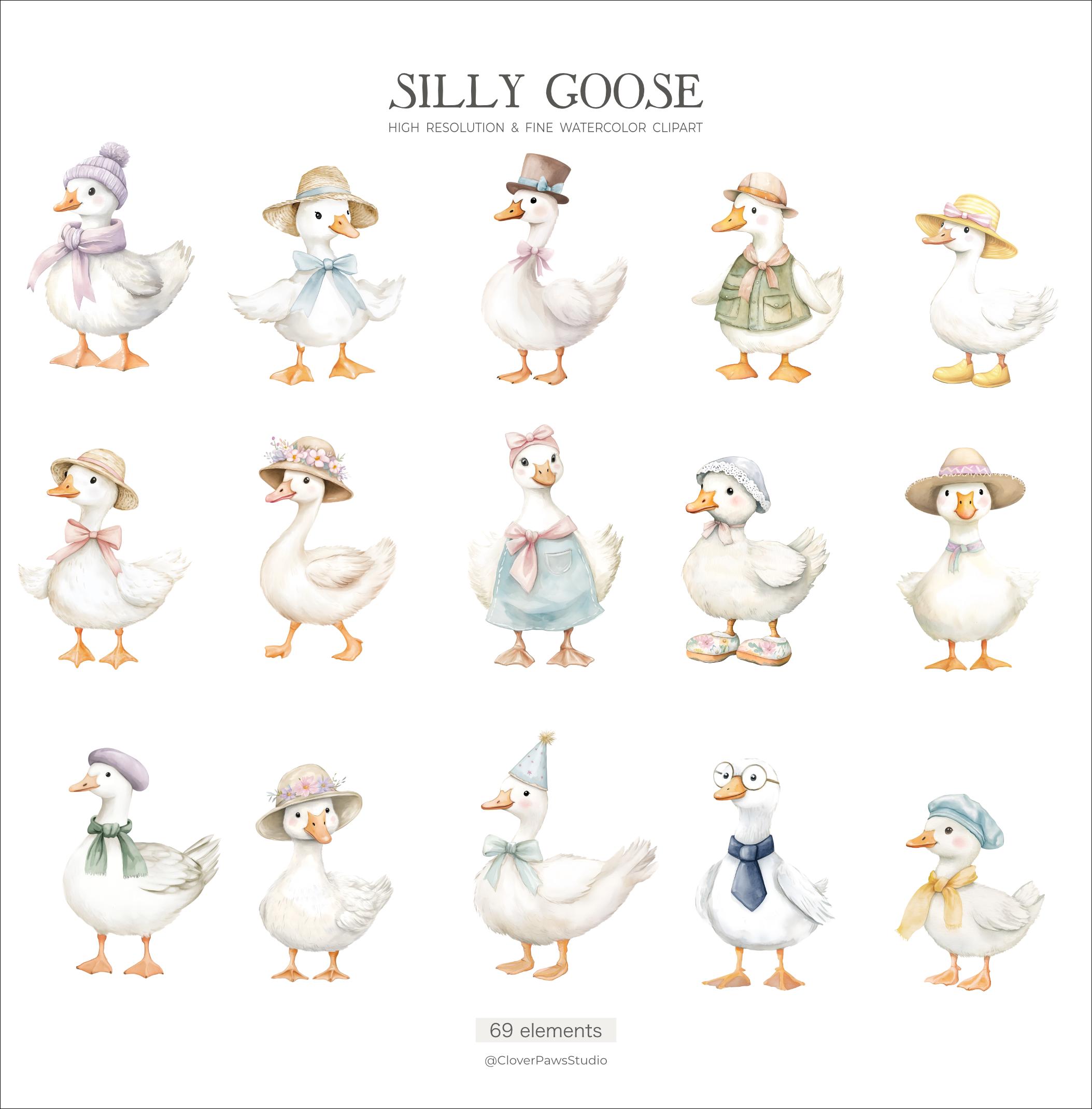 Silly Goose Clipart Vintage Spring Cottagecore Cute Whimsical ...