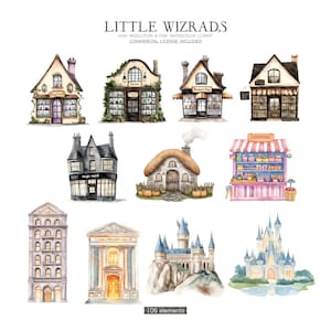Cute Wizard School Clipart - Watercolor Clipart - Sweet Witch Clipart ...