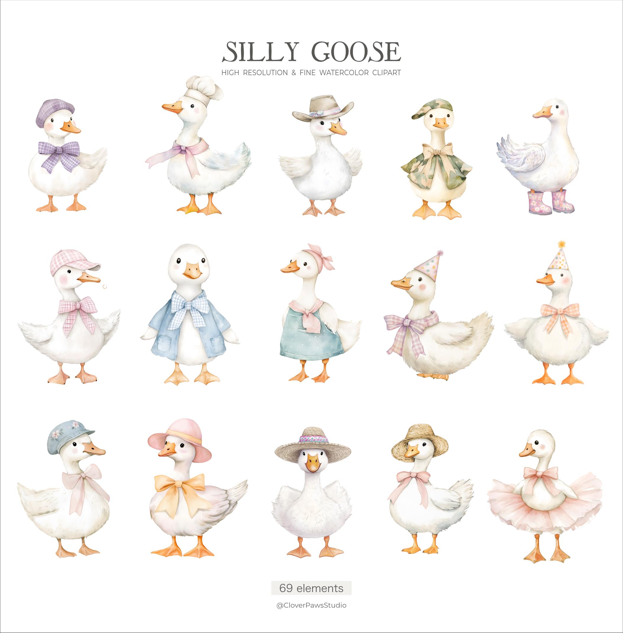 Silly Goose Clipart Vintage Spring Cottagecore Cute Whimsical ...