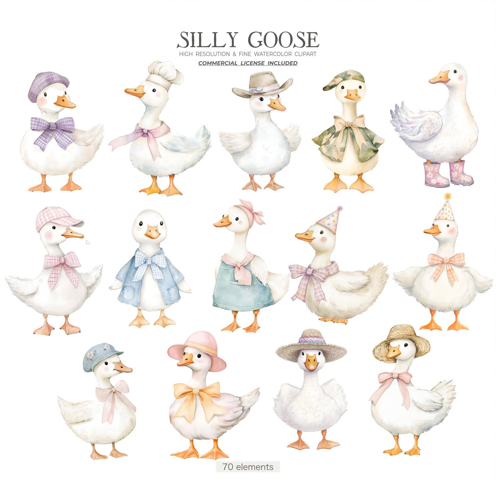 Silly Goose Clipart Vintage Spring Cottagecore Cute Whimsical ...