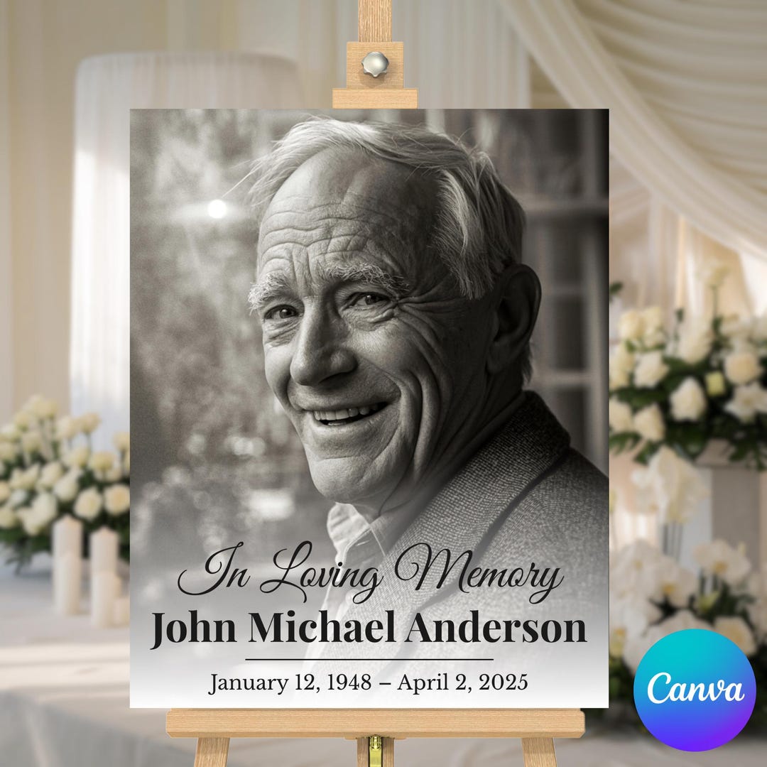 Editable Funeral Welcome Sign Template | in Loving Memory Canva Poster ...