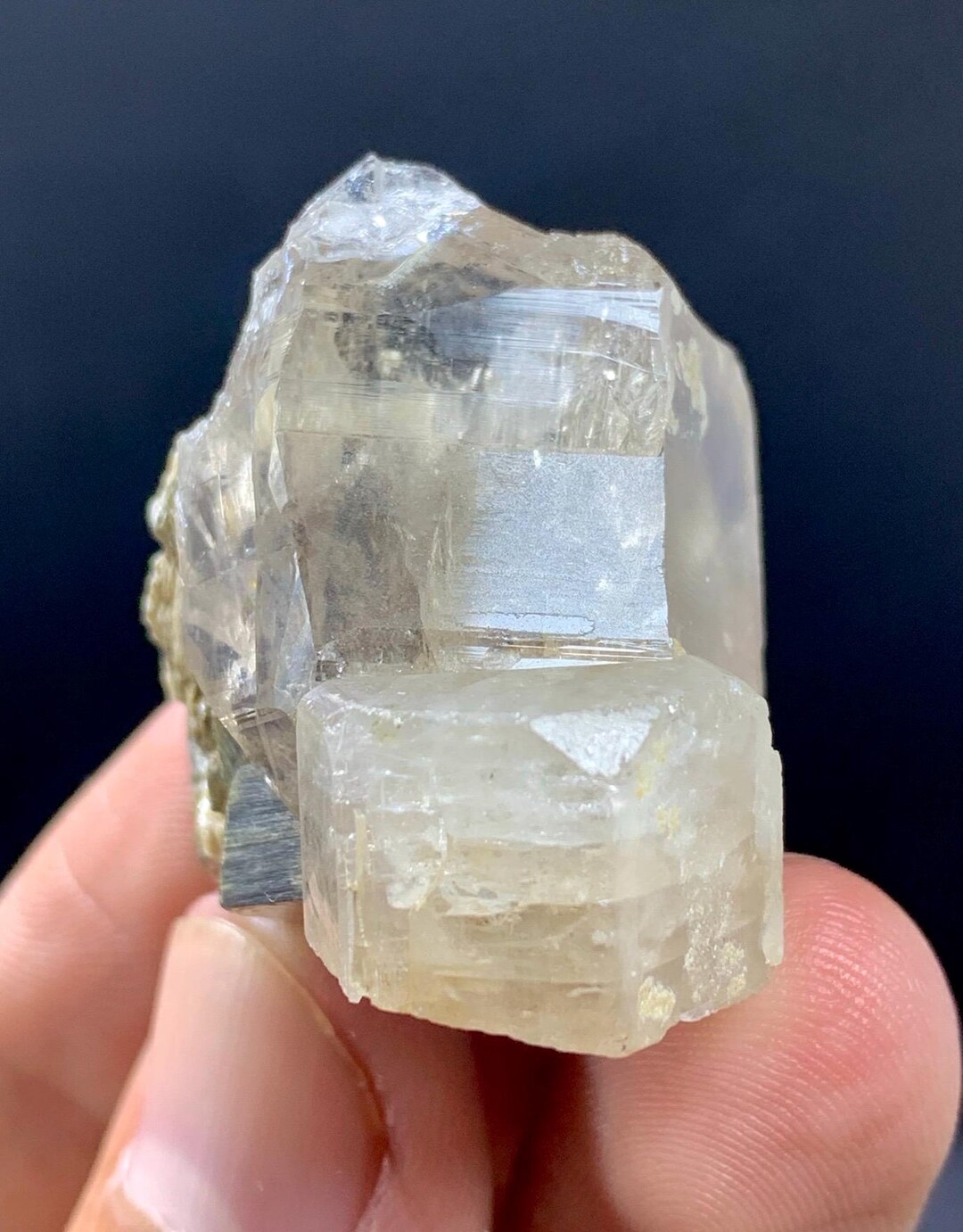 Fluorescent Apatite Crystal on Quartz Specimen: Rare Mineral From ...