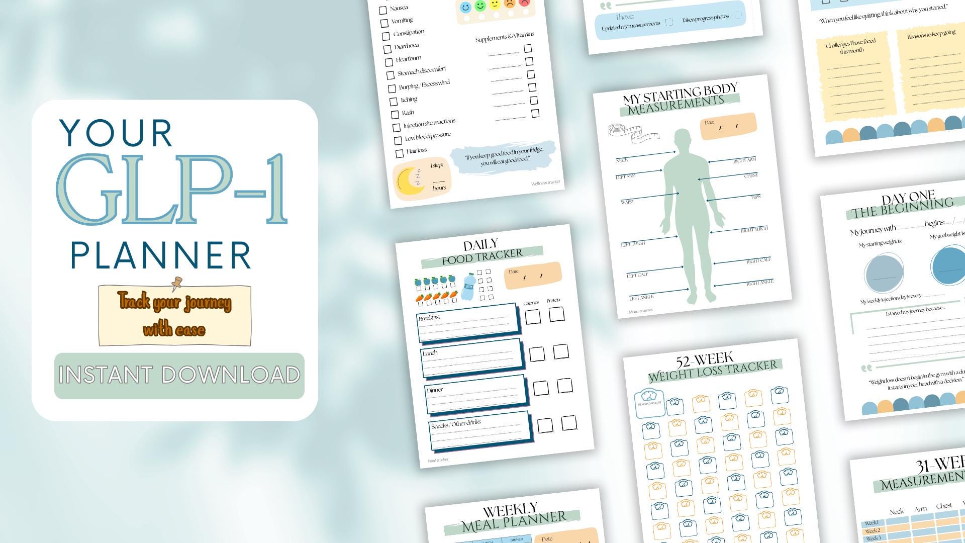 GLP-1 Weight Loss Tracker & Planner | Digital and Printable Wellness ...