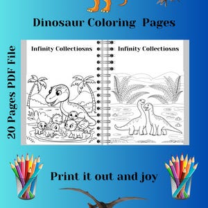 Dinosaurs Coloring Pages for Kids – 20 Printable Uncolored Sketch Pages ...