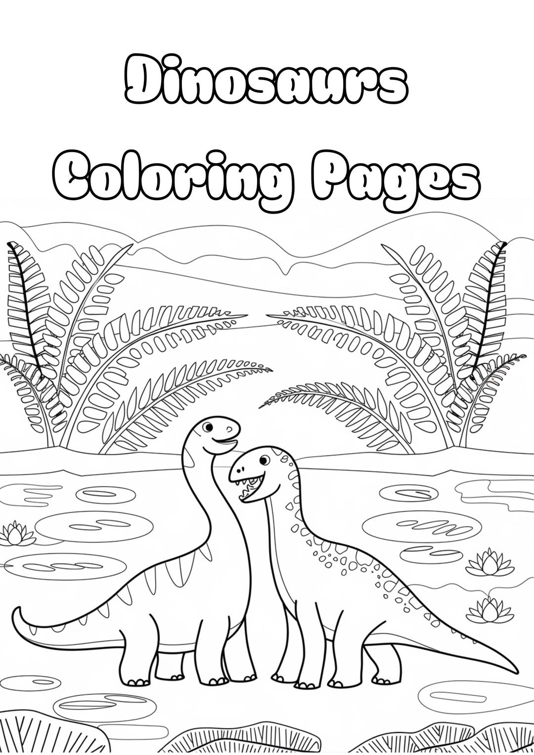 Dinosaurs Coloring Pages for Kids – 20 Printable Uncolored Sketch Pages ...