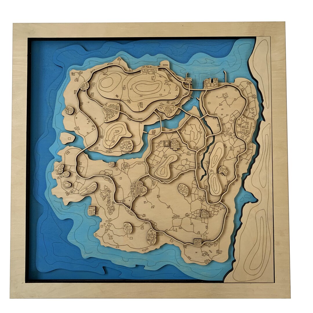 Wooden Map for PUBG Gamers Taego Map Wall Decor Sculpture Gamer Gift ...