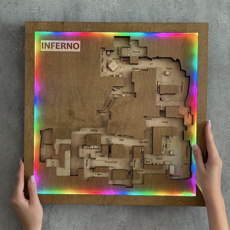 3D Wooden Counter Strike Inferno Map Inspired Wall Decor Art Gamer Gift ...