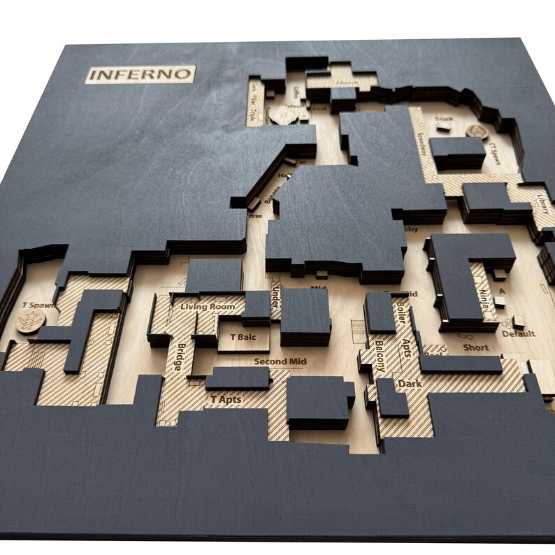 3D Wooden Counter Strike Inferno Map Inspired Wall Decor Art Gamer Gift ...