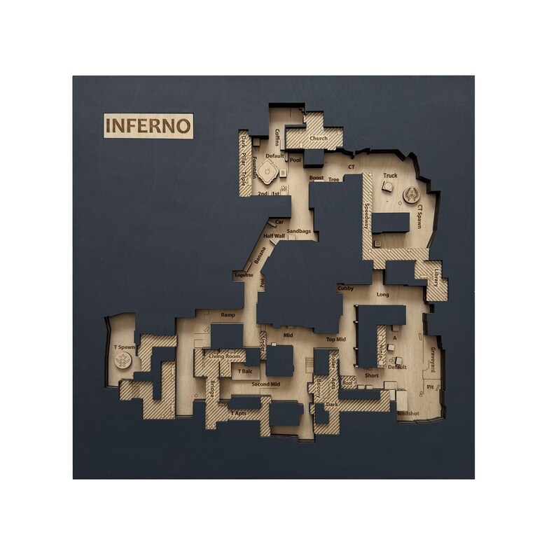 3D Wooden Counter Strike Inferno Map Inspired Wall Decor Art Gamer Gift ...