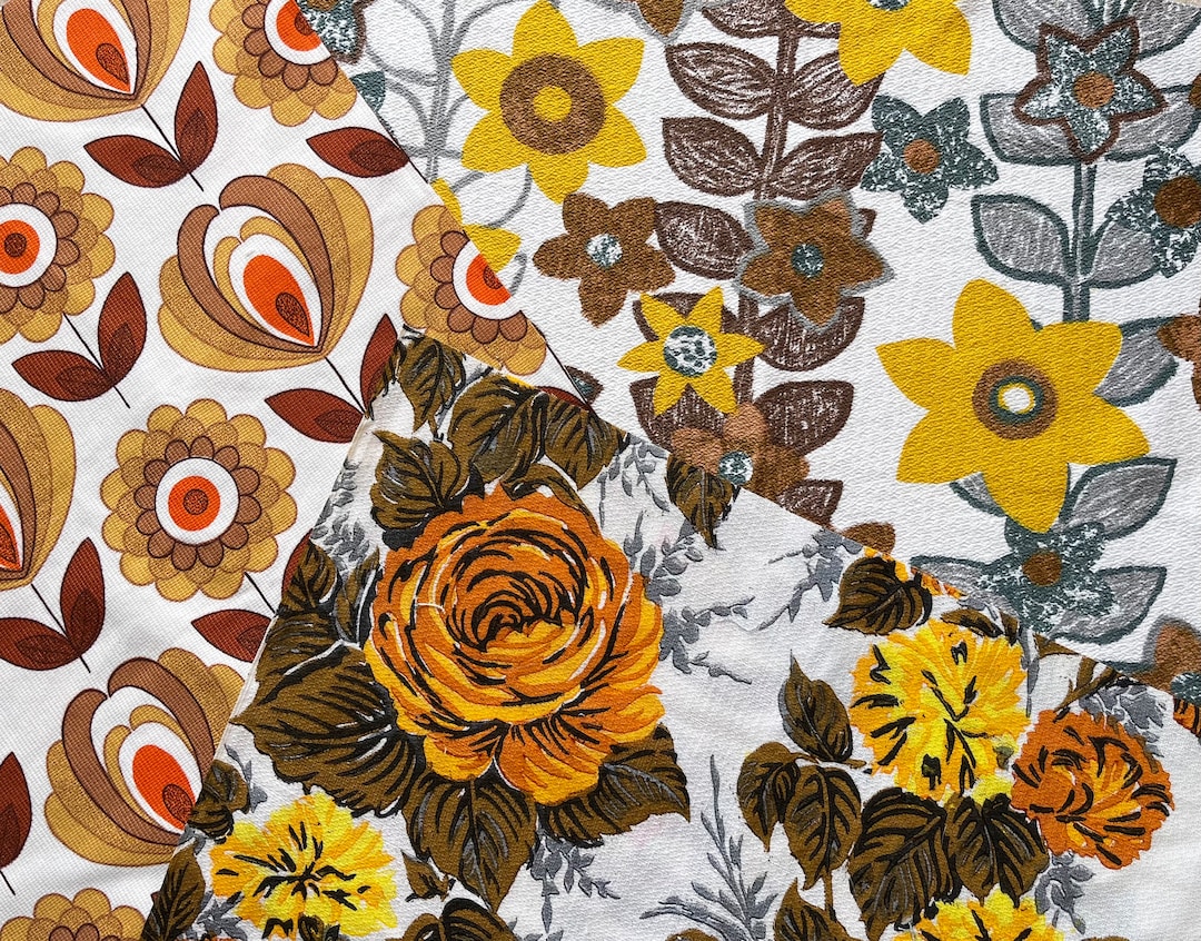 Vintage Flower Fabrics 3 Designs Floral - Etsy