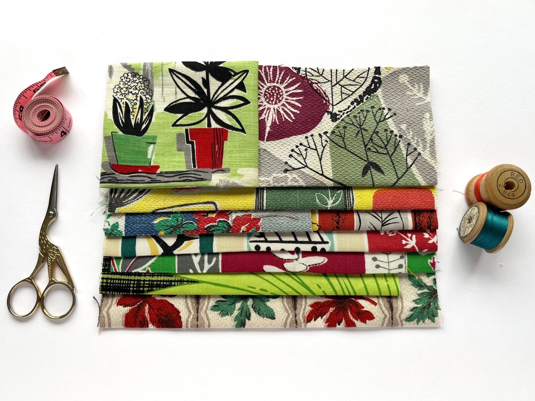 50s Botanical Scrap Pack Mid Century Vintage Fabrics 50s 60s Bundle ...
